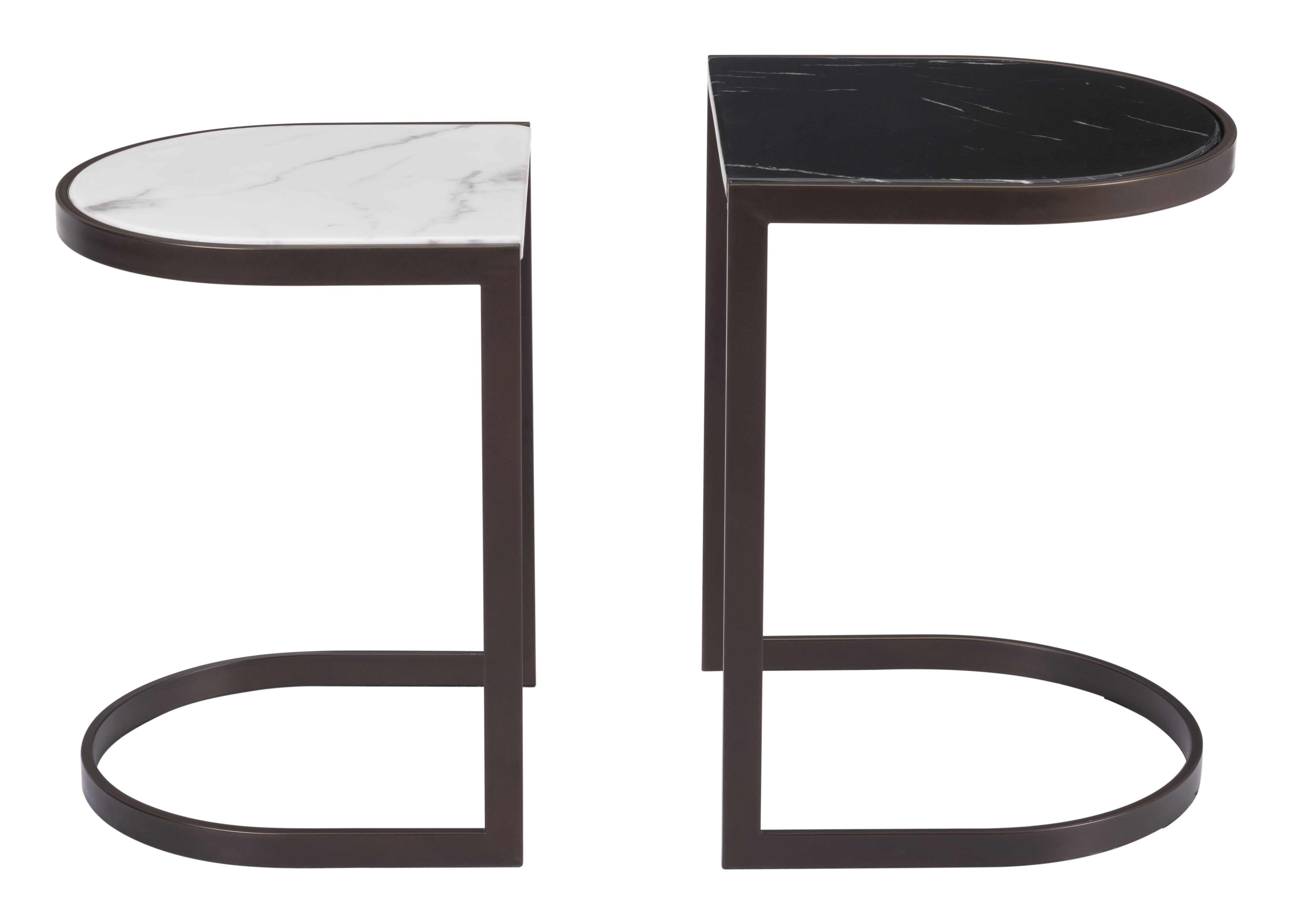 Stanton Nesting End Tables Black Stone & Antique Brass at Futonland