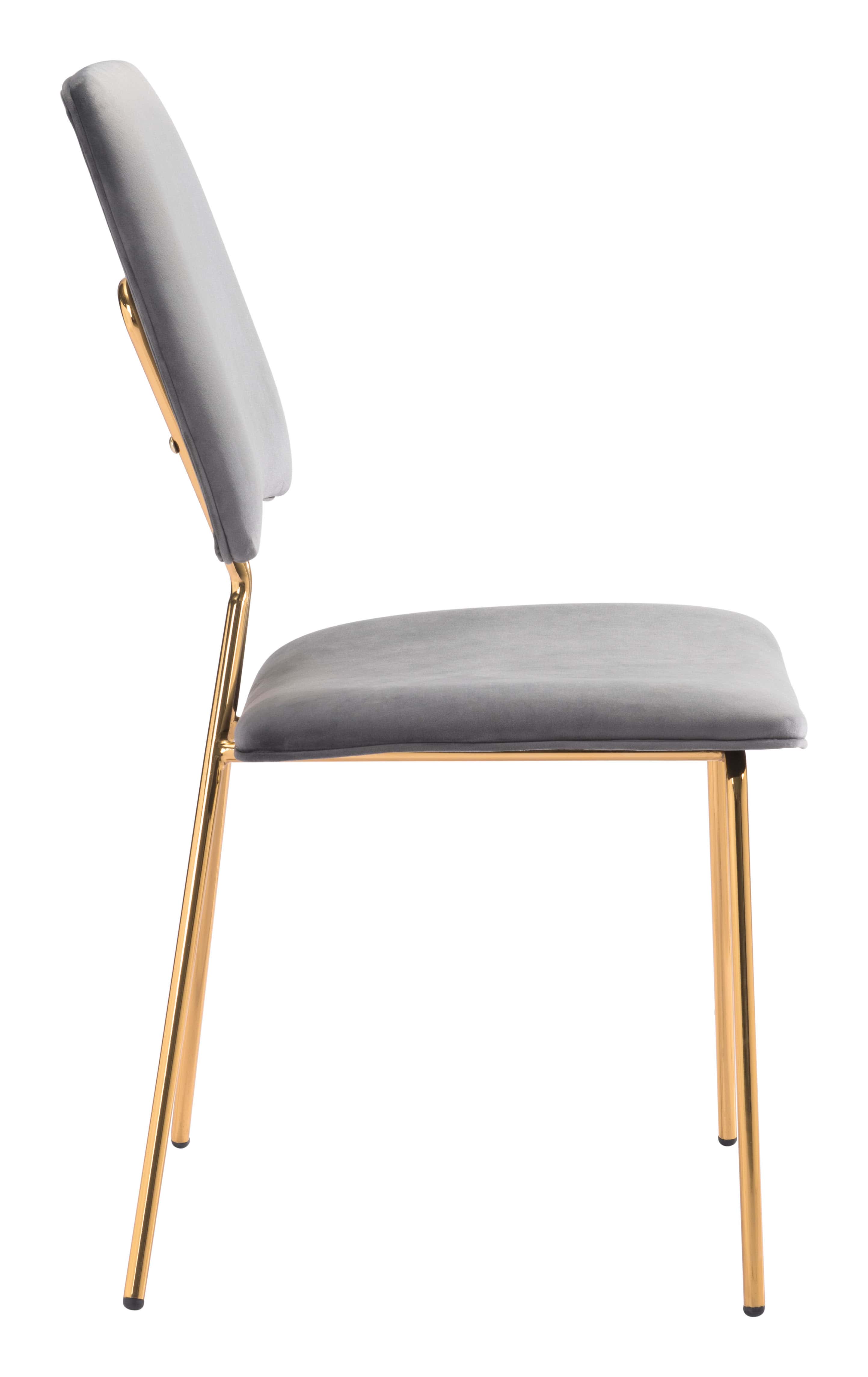 Chloe Dining Chair (Set of 2) Gray & Gold at Futonland