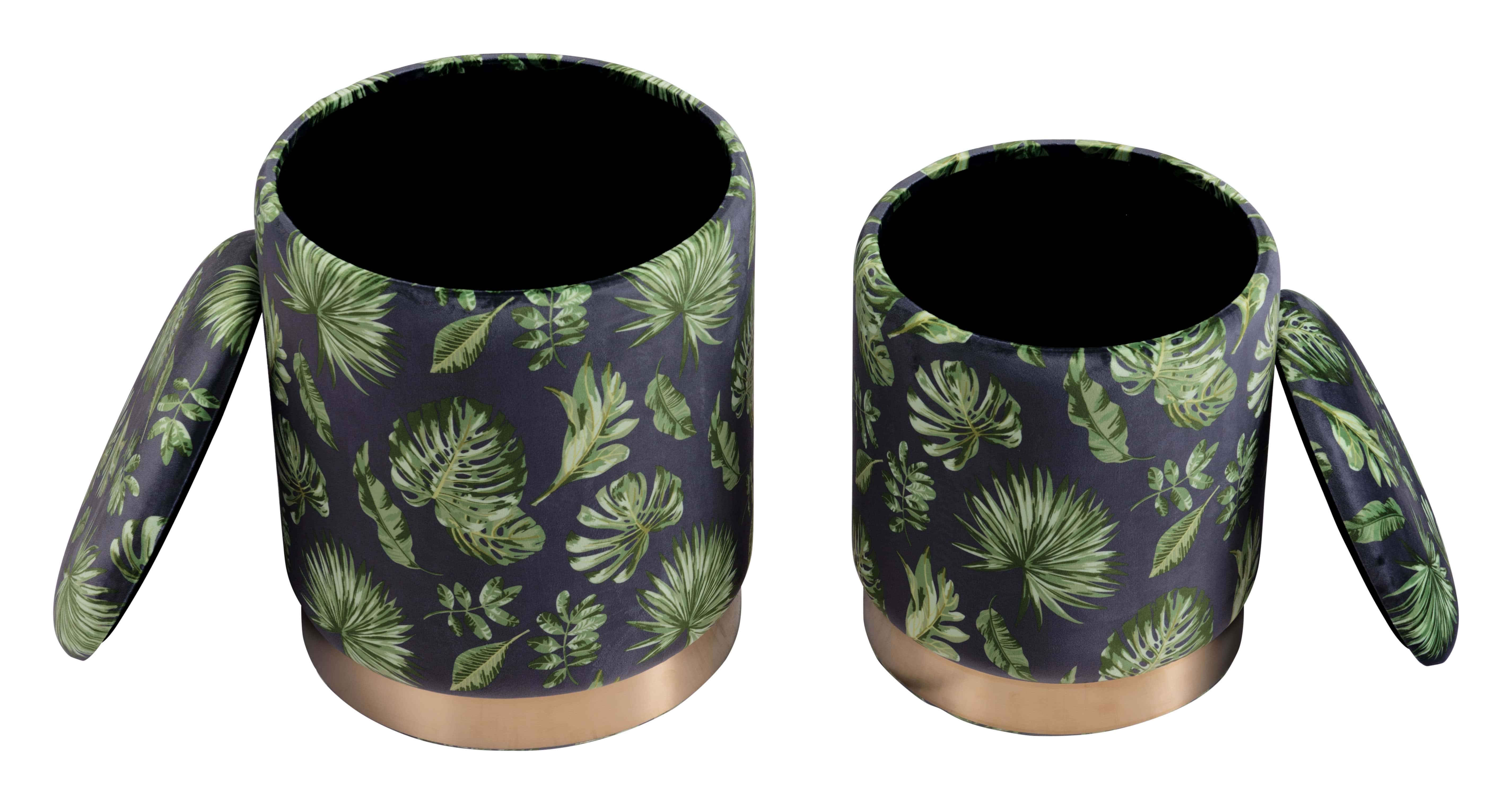 Benson Ottoman Storage Set Green by Zuo Modern