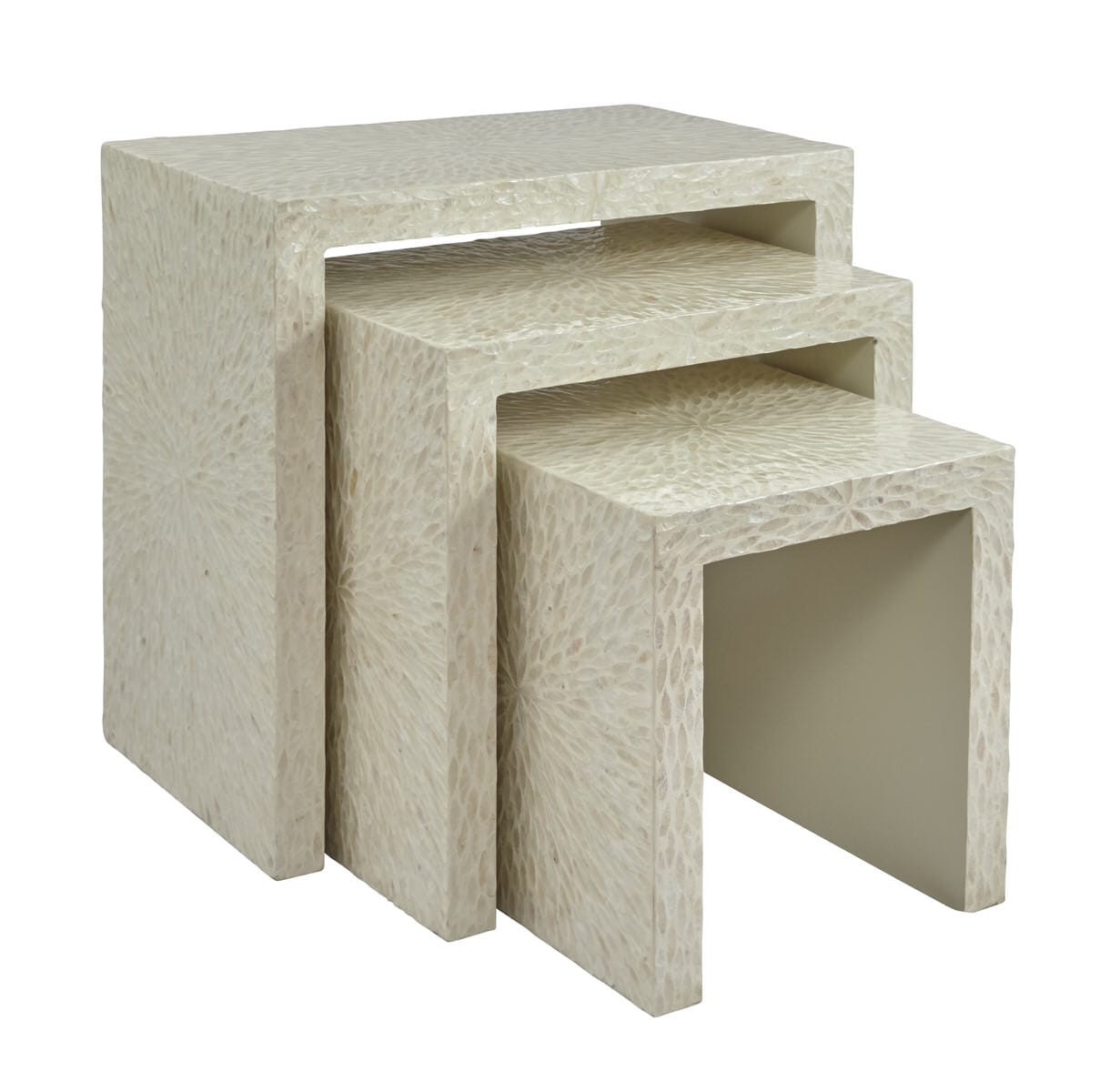 Global Archive Capiz Basket Weave Natural Nesting Tables (Set of 3) by ...