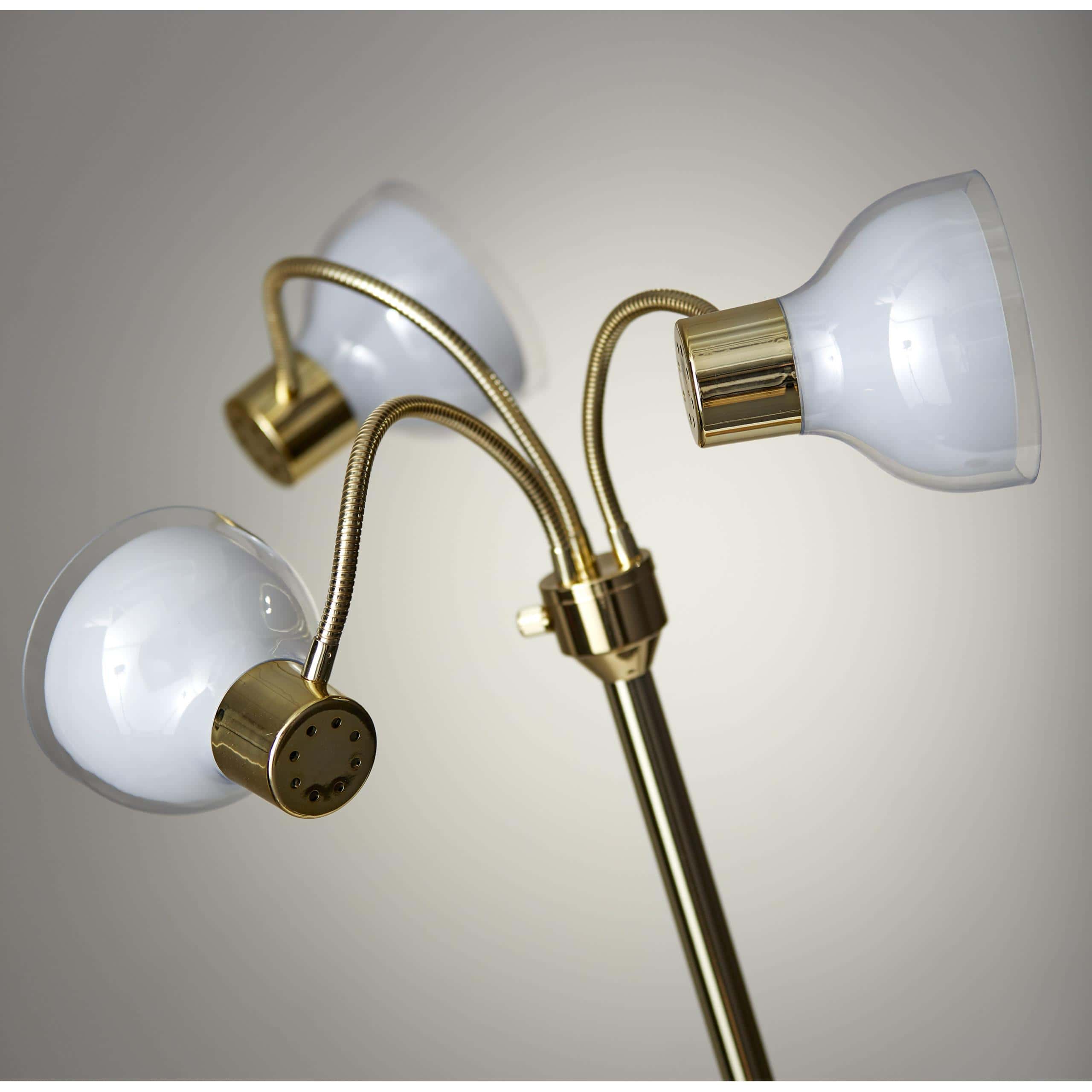 Presley 3-Arm Floor Lamp - Shiny Gold (Shiny Gold) at Futonland