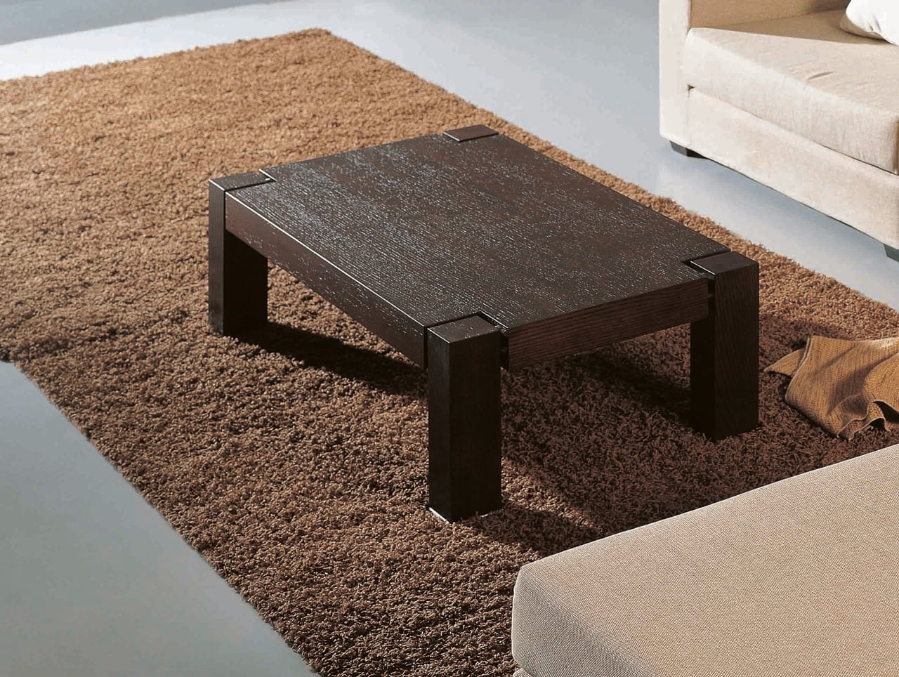 Becks Wenge Block Legged Oak Veneer Coffee Table at Futonland