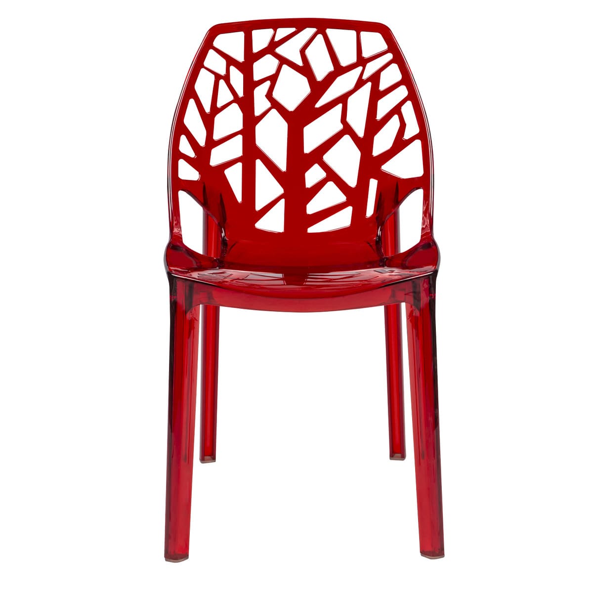 Cornelia Modern Transparent Red Dining Chair at Futonland