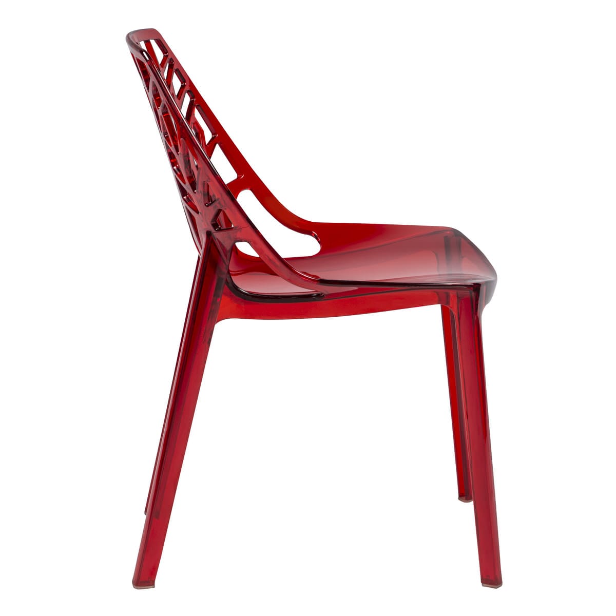 Cornelia Modern Transparent Red Dining Chair at Futonland