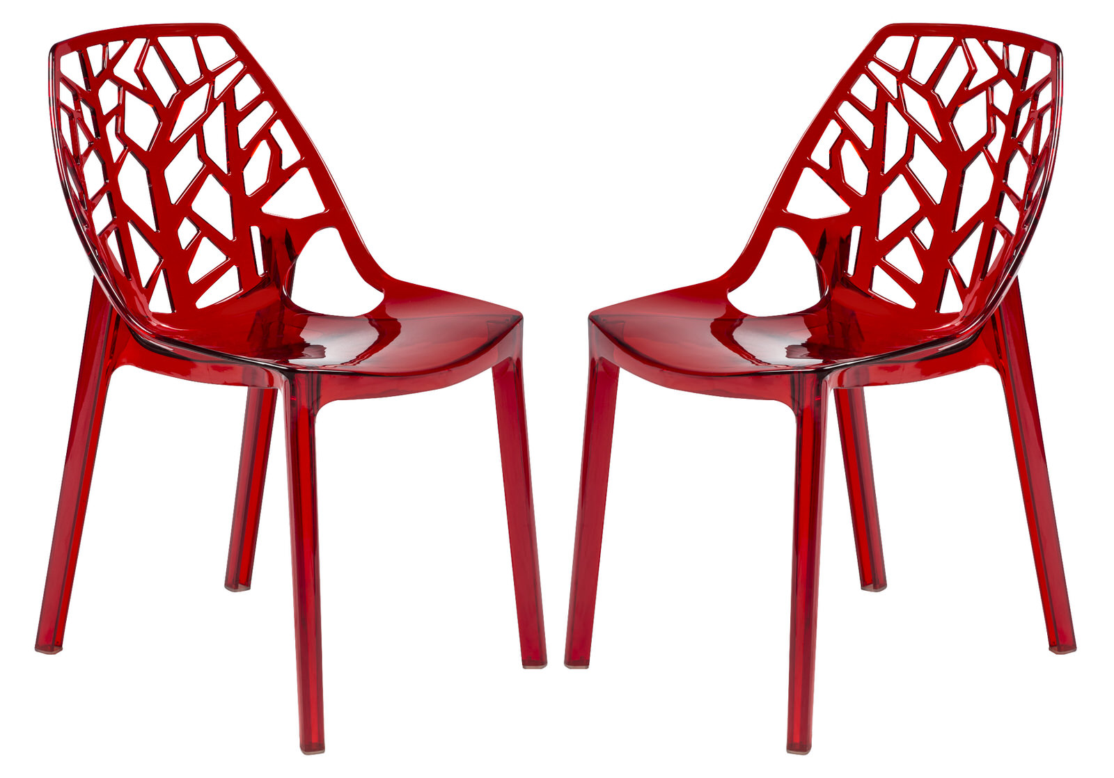 Cornelia Modern Transparent Red Dining Chair (Set of 2) by LeisureMod