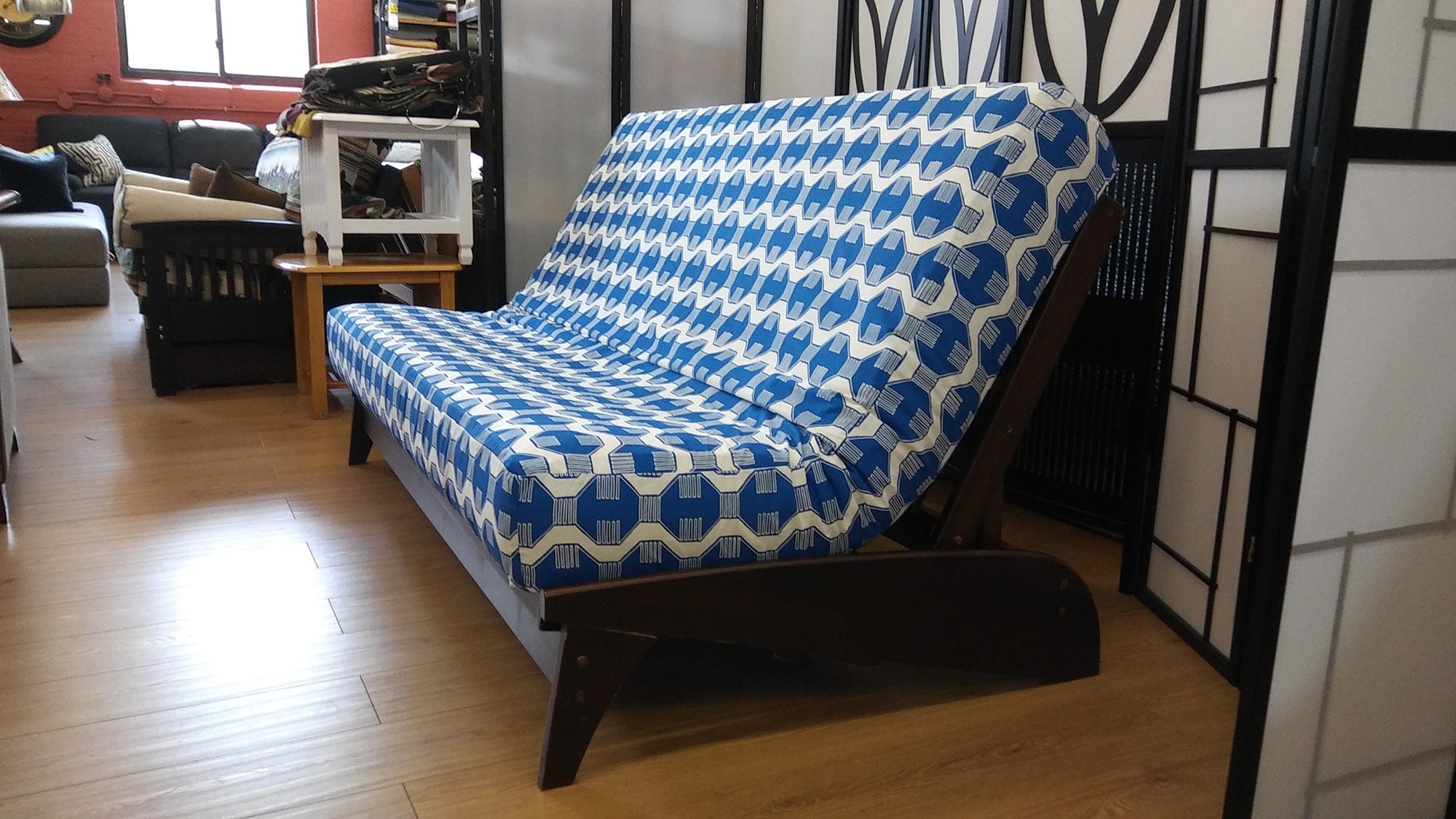 Captain Blue Cotton Print Futon Cover at Futonland