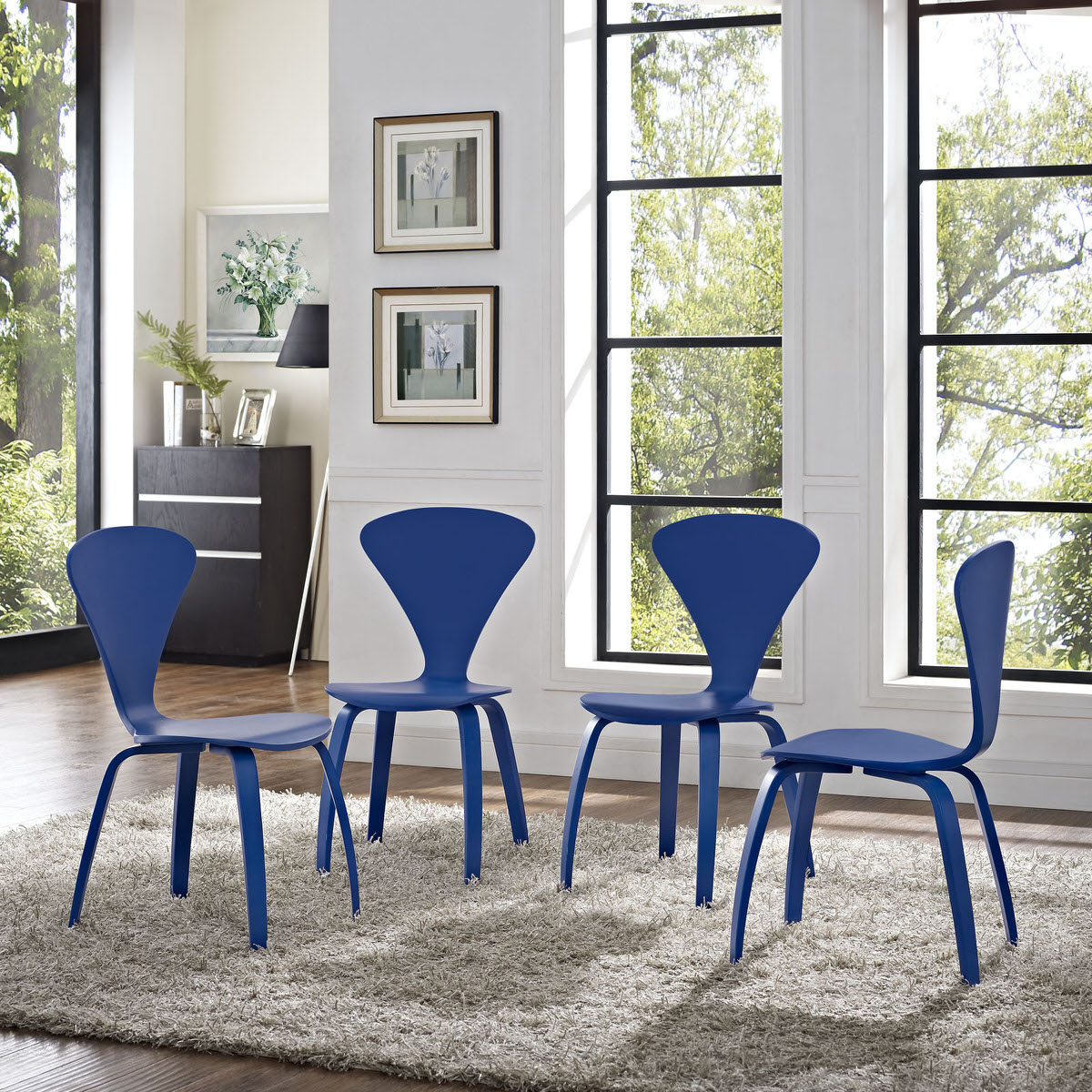Vortex Dining Chairs Set of 4 Blue by Modern Living