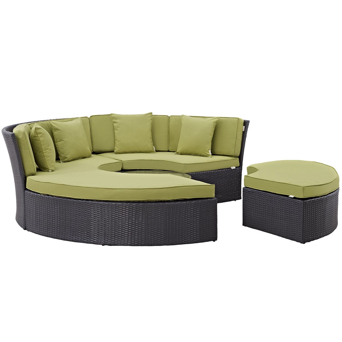 Convene Circular Outdoor Patio Daybed Set Espresso Peridot at Futonland