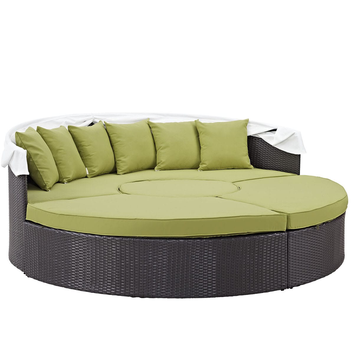 Convene Canopy Outdoor Patio Large Daybed Espresso Peridot at Futonland