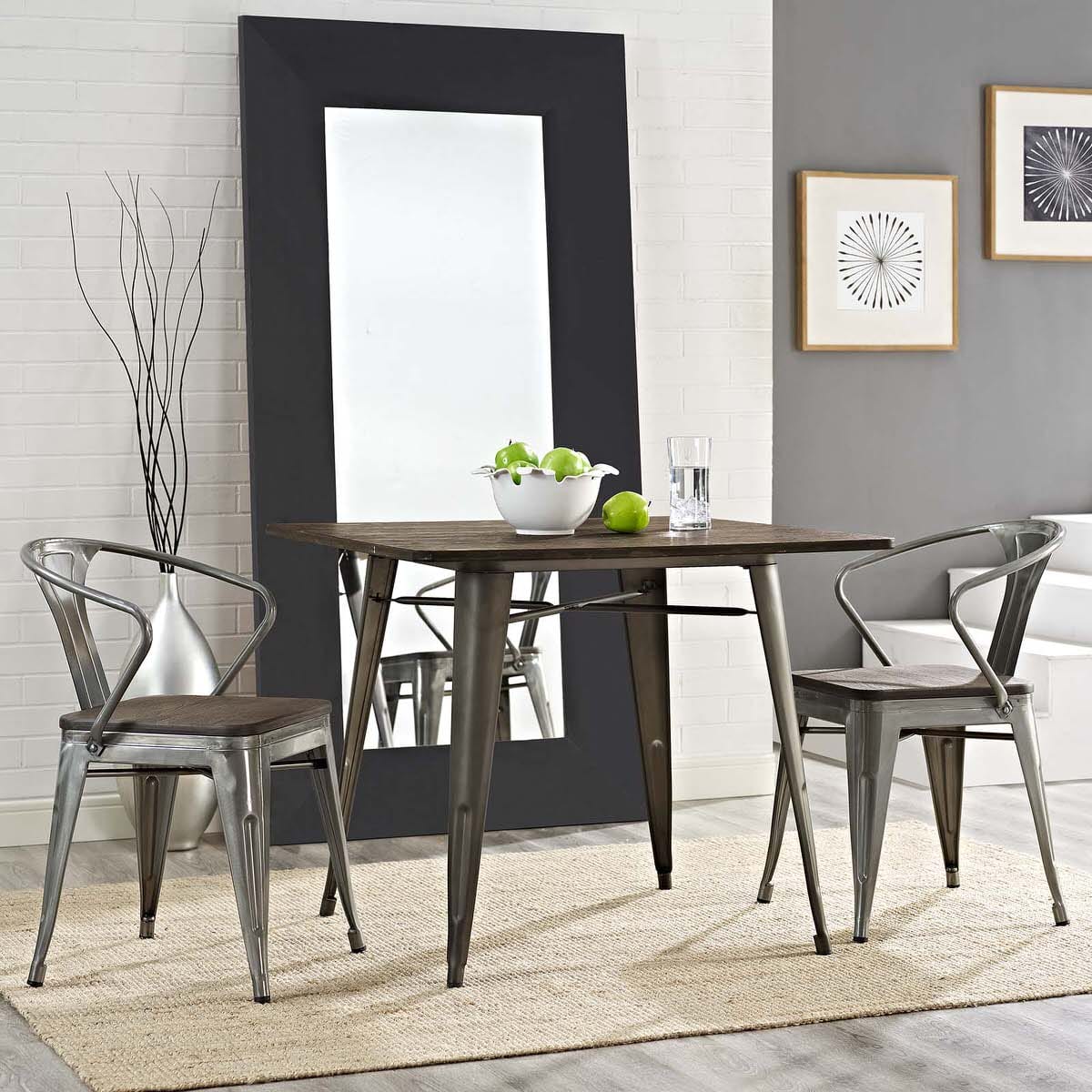 Promenade Set of 2 Bamboo Dining Chair Gunmetal at Futonland