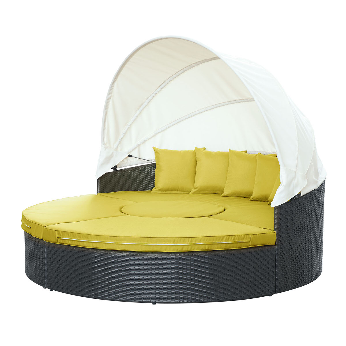 Quest Canopy Outdoor Patio Daybed Espresso Peridot at Futonland