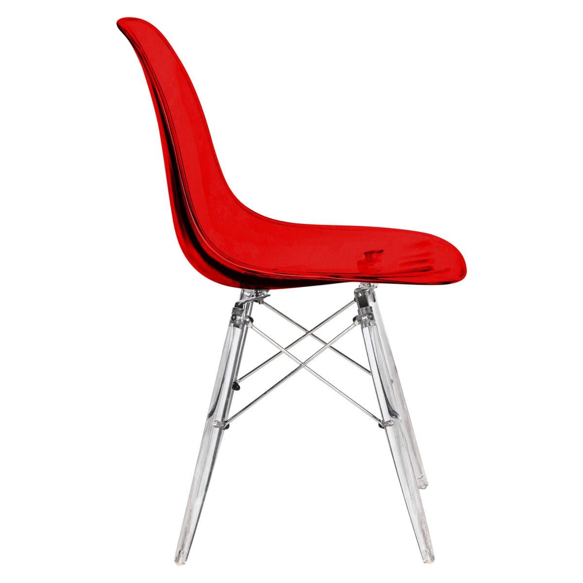 Dover Molded Transparent Red Side Chair with Acrylic Base (Set of 2) at ...