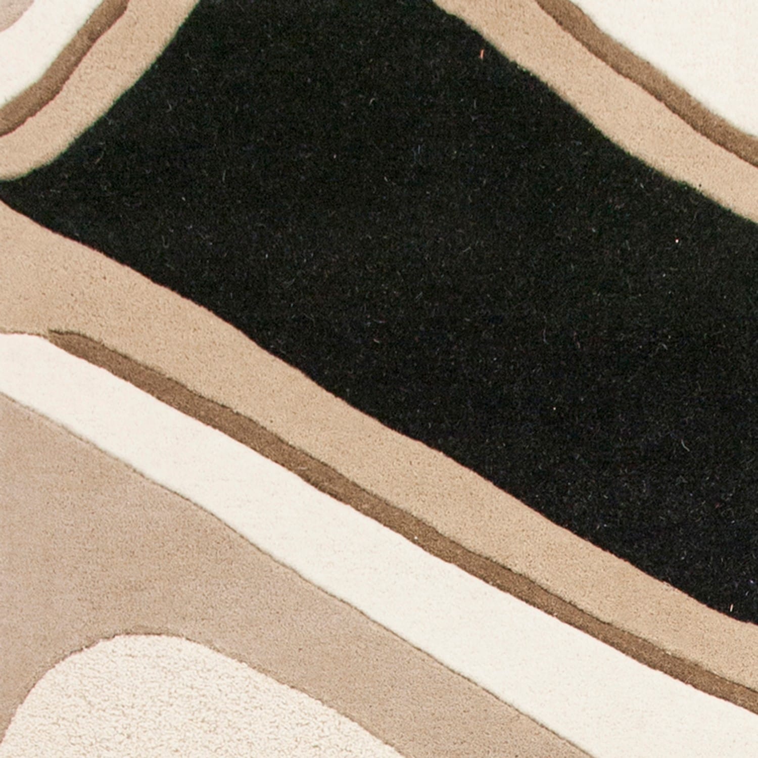 Eternity Black/Beige Waves Area Rug at Futonland