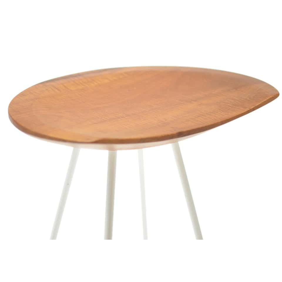 Perch Bar Stool - Iron/White Powder Coat - Teak Wood/Natural Finish at ...