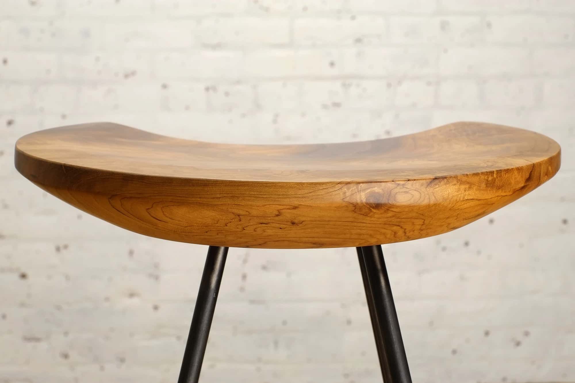 Perch Dining Stool - Iron/Clear Powder Coat - Teak Wood/Natural Finish ...