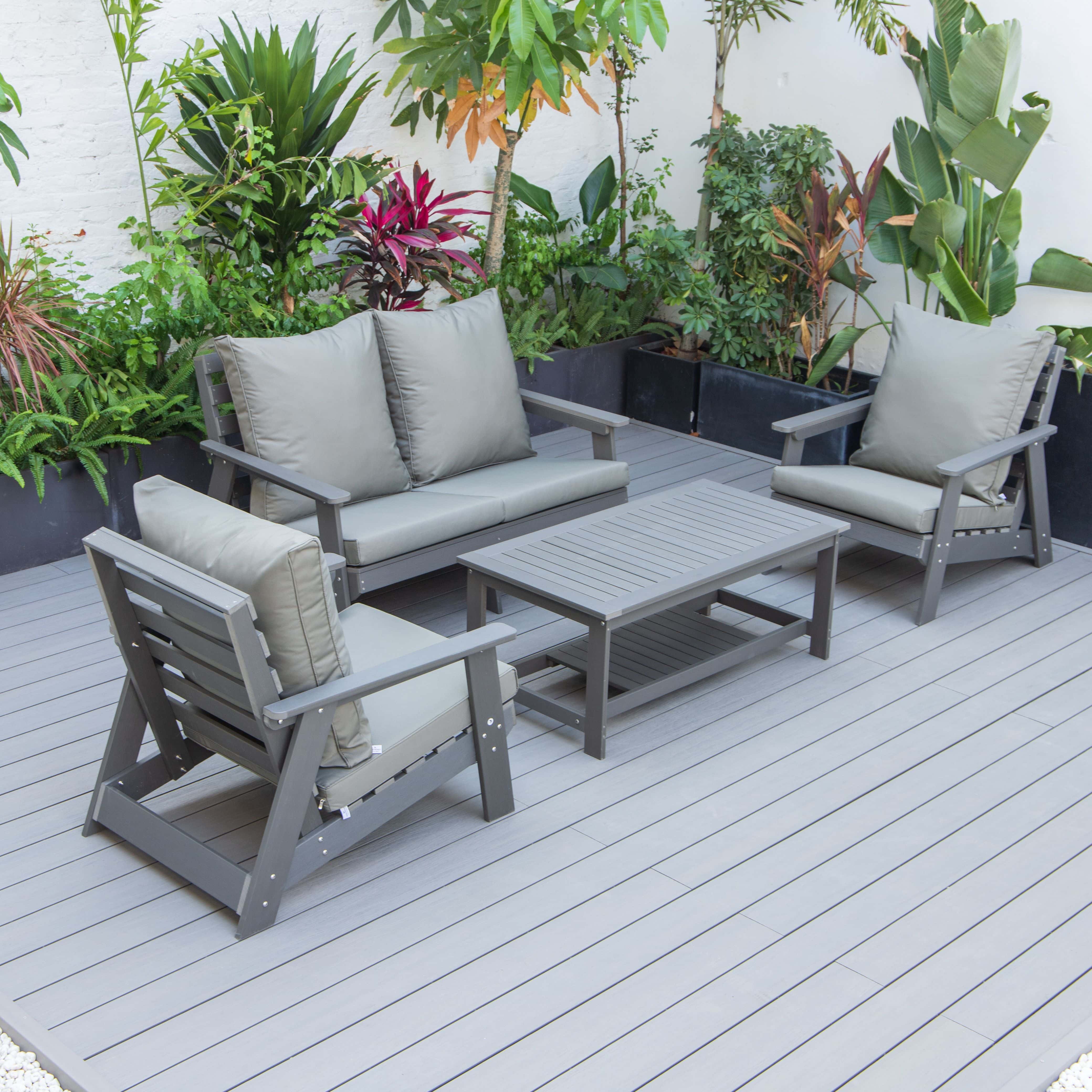 Alpine Poly Lumber 4-Piece Weather Resistant Patio Conversation Set ...