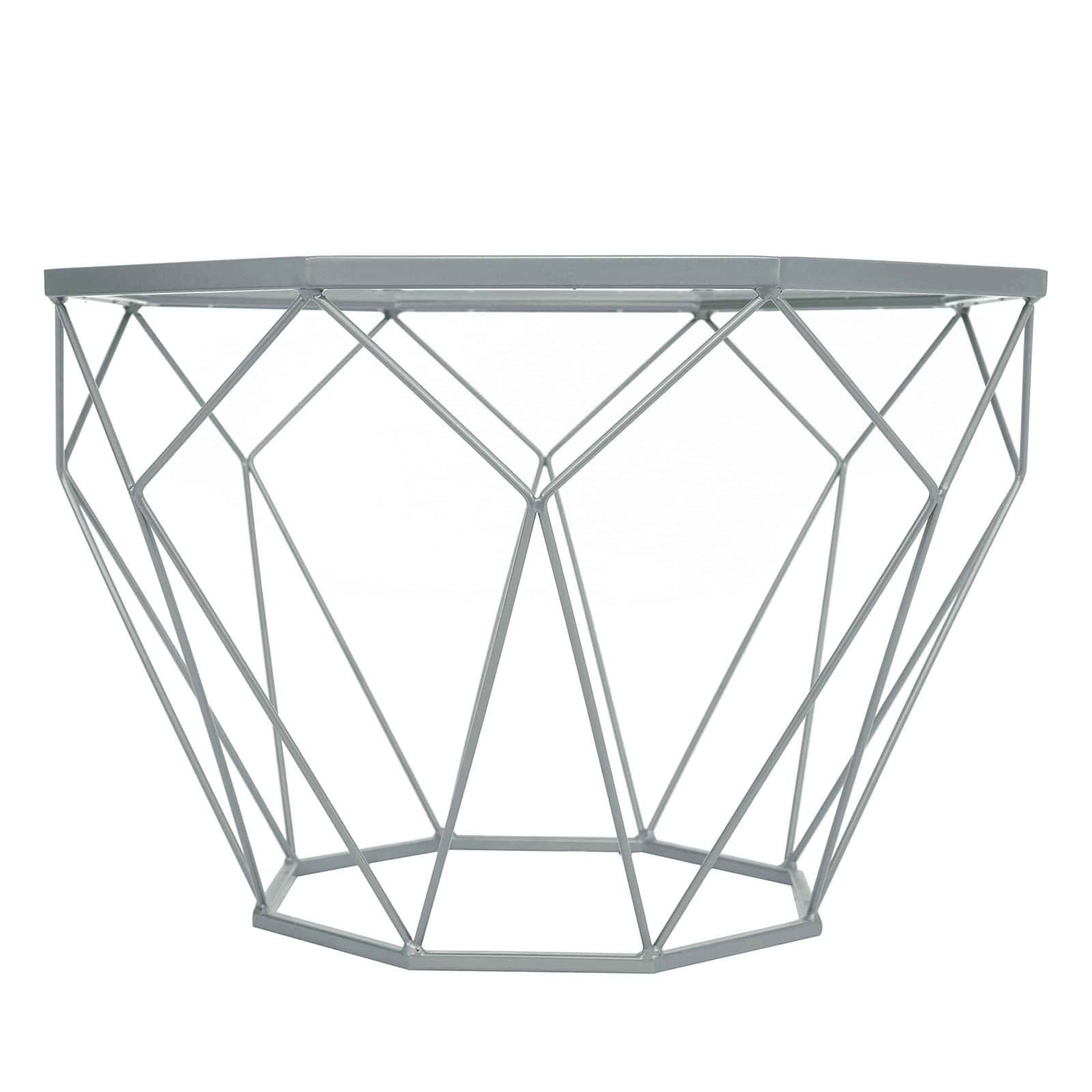 Malibu Modern Octagon Glass Top Coffee Table w/Geometric Base Grey at ...