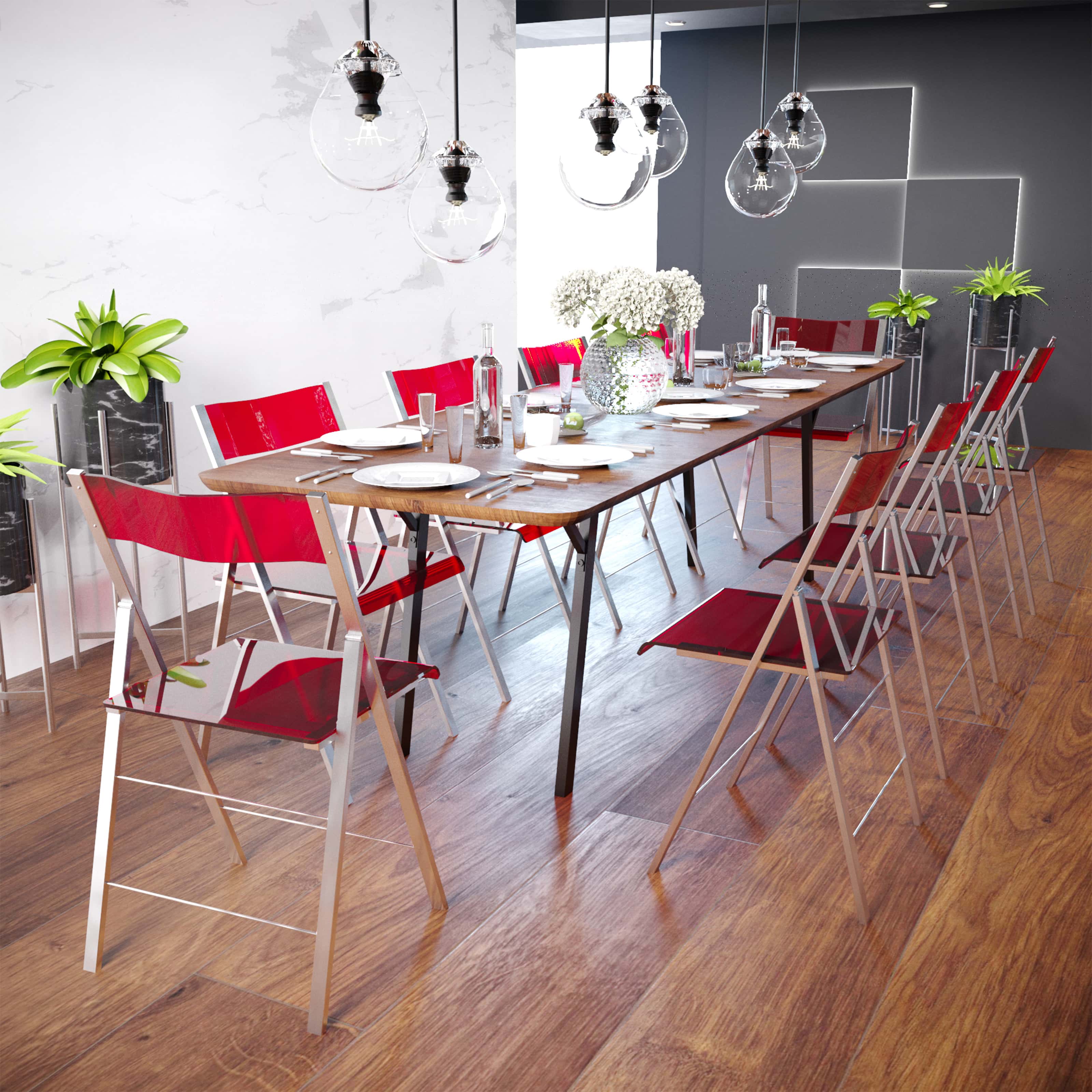 Menno Modern Red Acrylic Folding Chair at Futonland