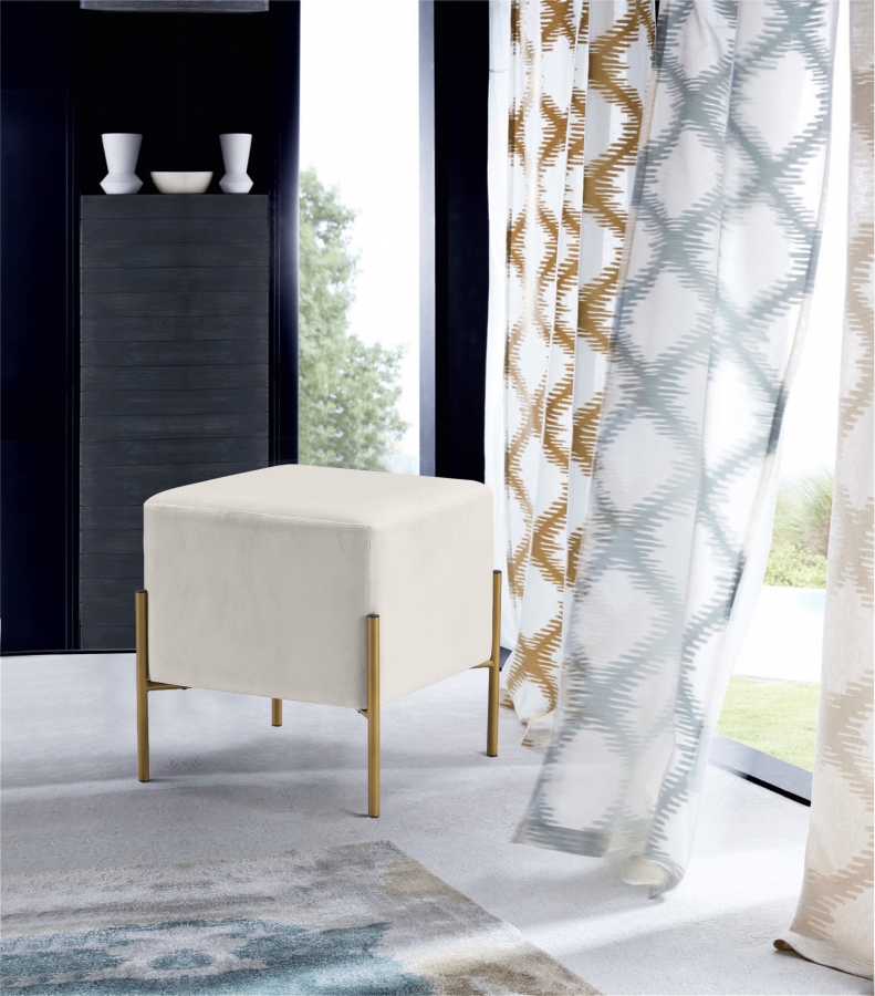 Floor Sample Cream Velvet Ottoman Stool at Futonland