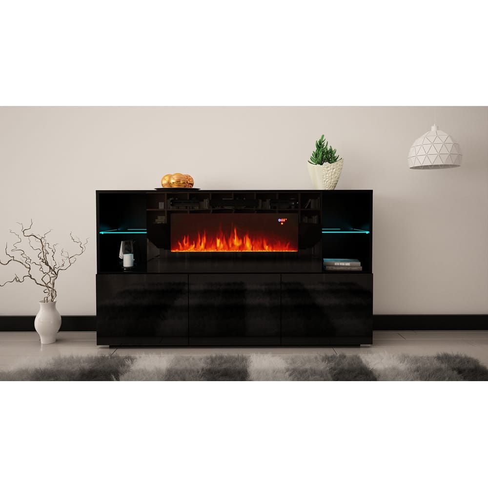 Komi 03 Electric Fireplace Modern 63" Sideboard at Futonland