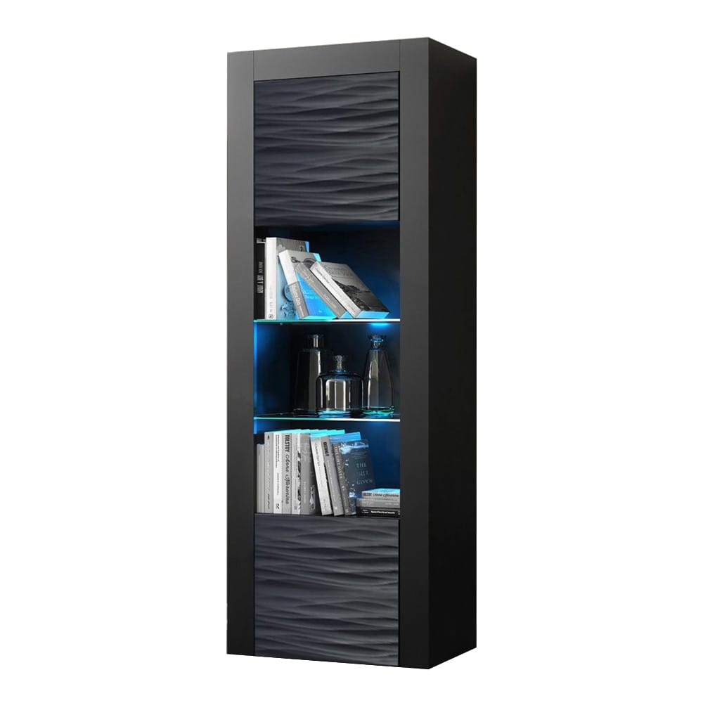 Milano Modern Black & Wavy 25" Bookcase at Futonland