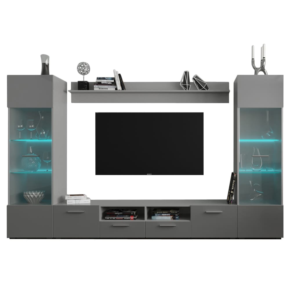 Modica Gray Modern 102" Wall Unit Entertainment Center by Meble Furniture