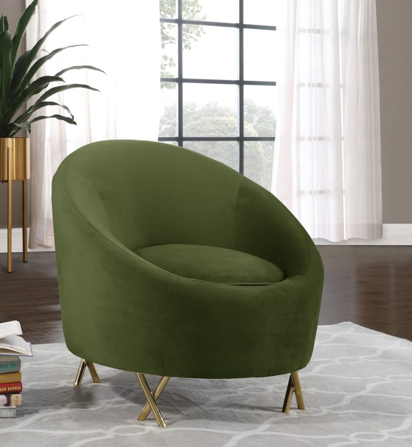 Serpentine Olive Velvet Chair at Futonland
