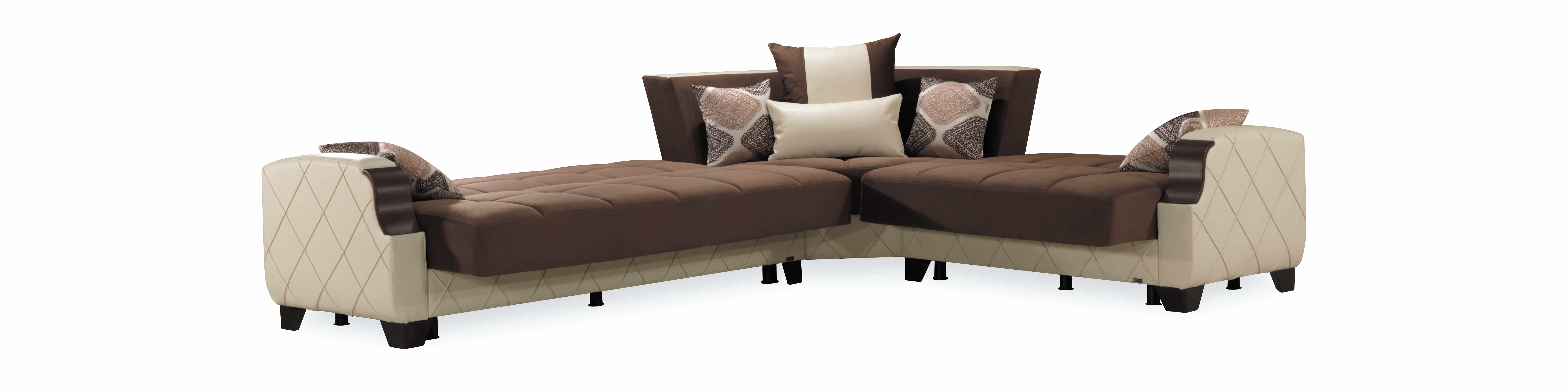 Molina Dark Brown/Cream Sectional Sofa Sleeper by Casamode