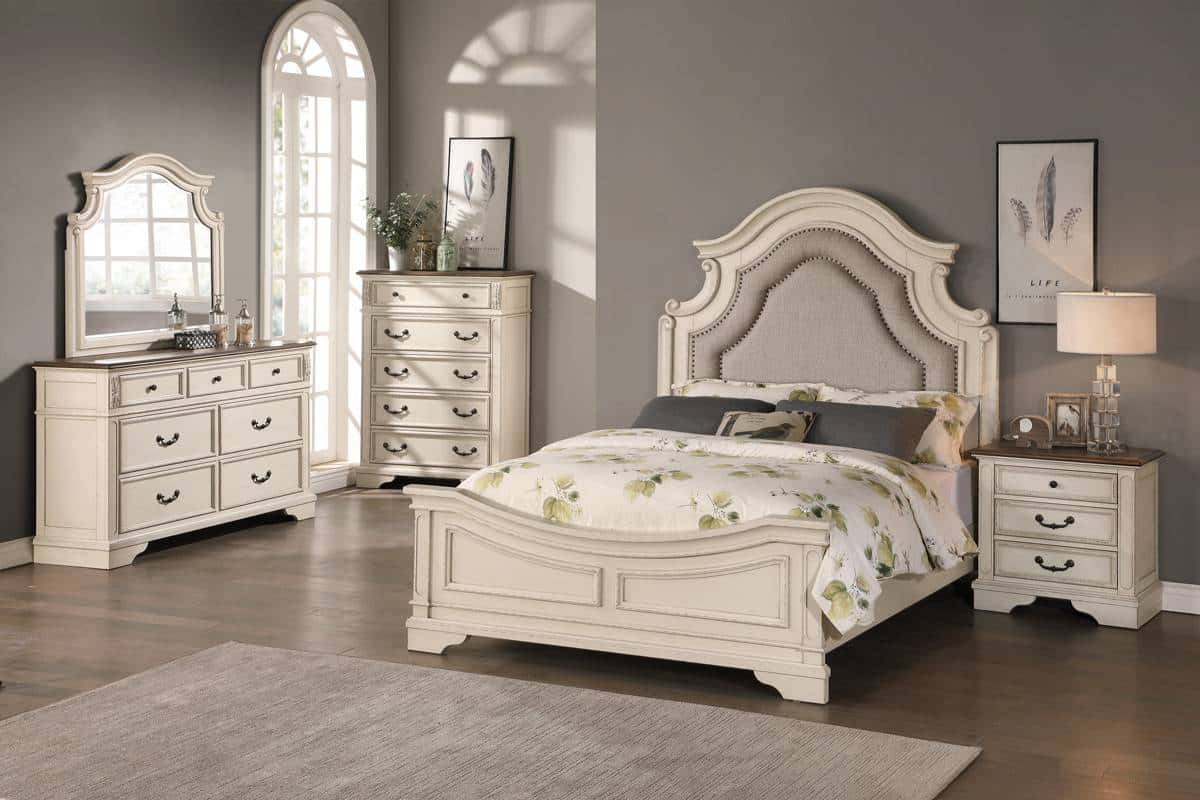 F9580 White Wood Bed by Poundex