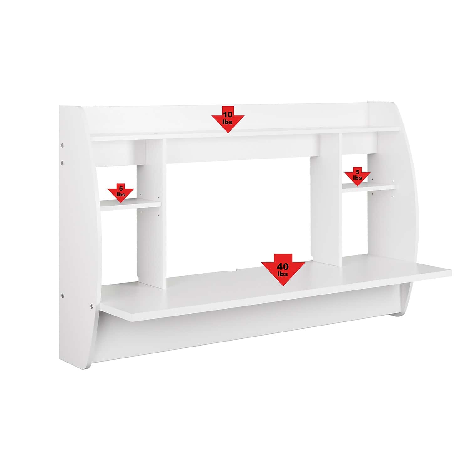 Floating Double Wide White Desk at Futonland
