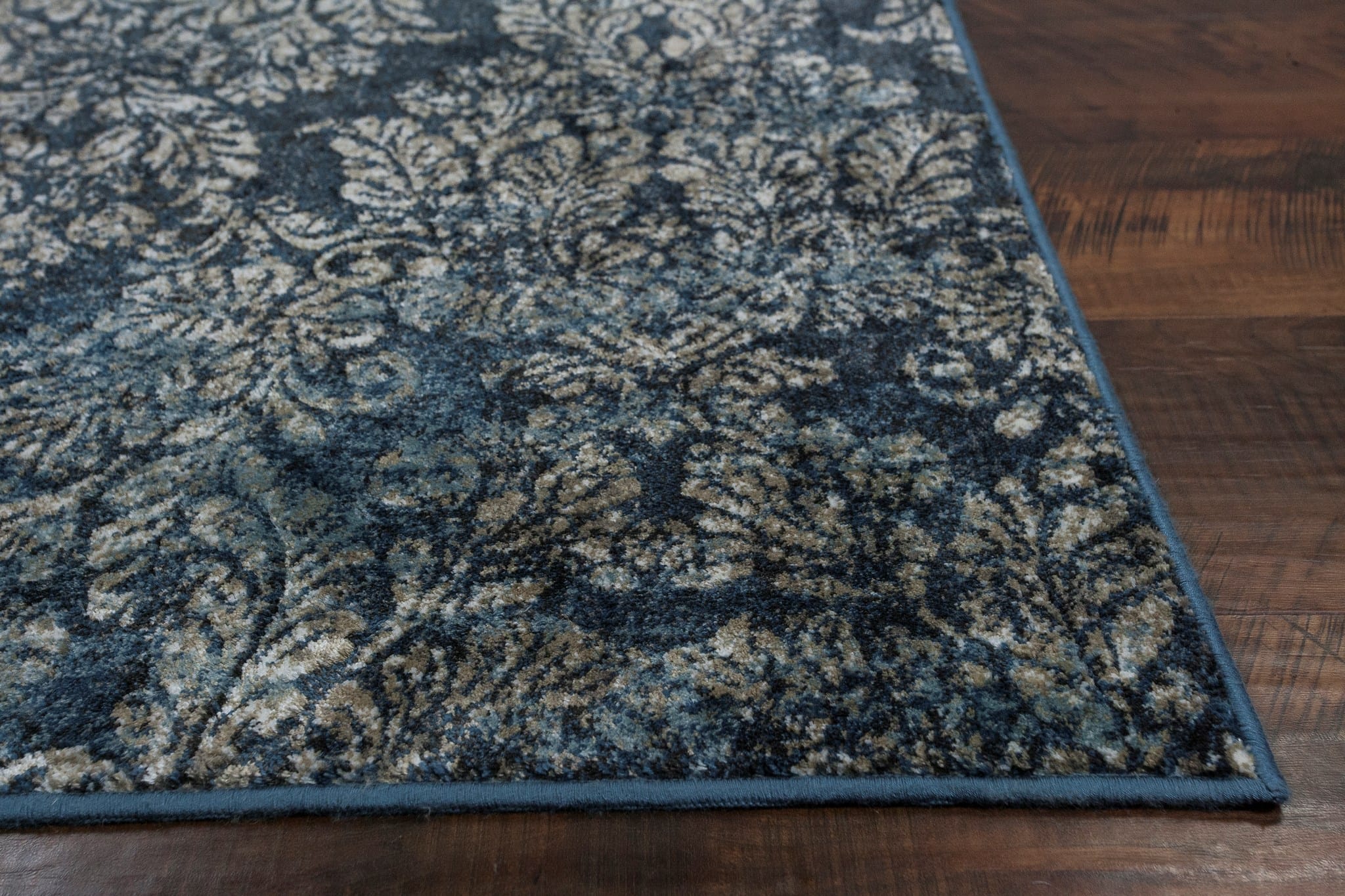 Provence Slate Blue Damask Area Rug by KAS Rugs