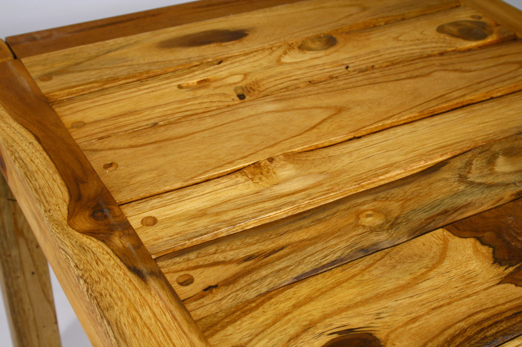 Teak Inlay Livos Oak End Table at Futonland