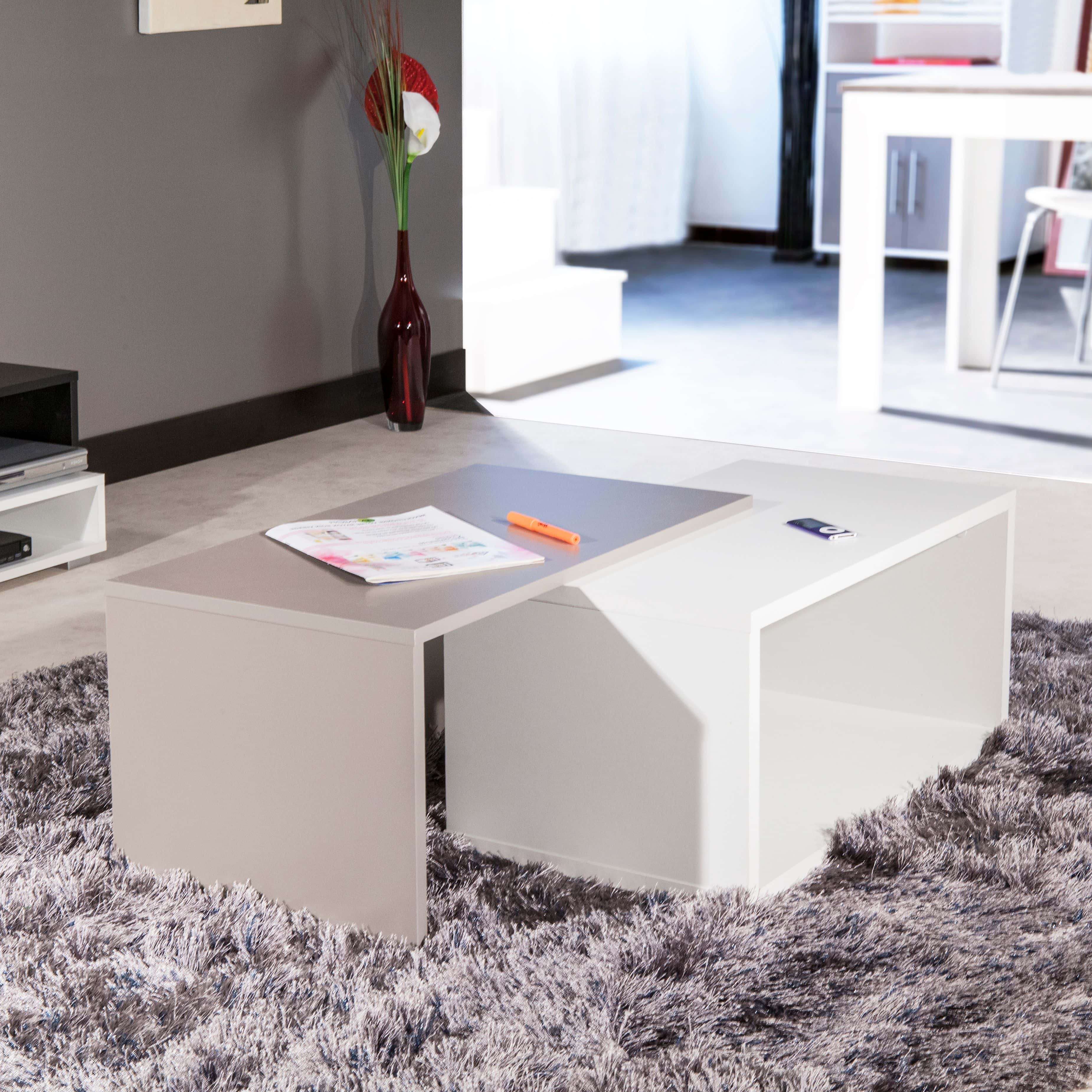 Box Coffee Table Taupe/White by Temahome