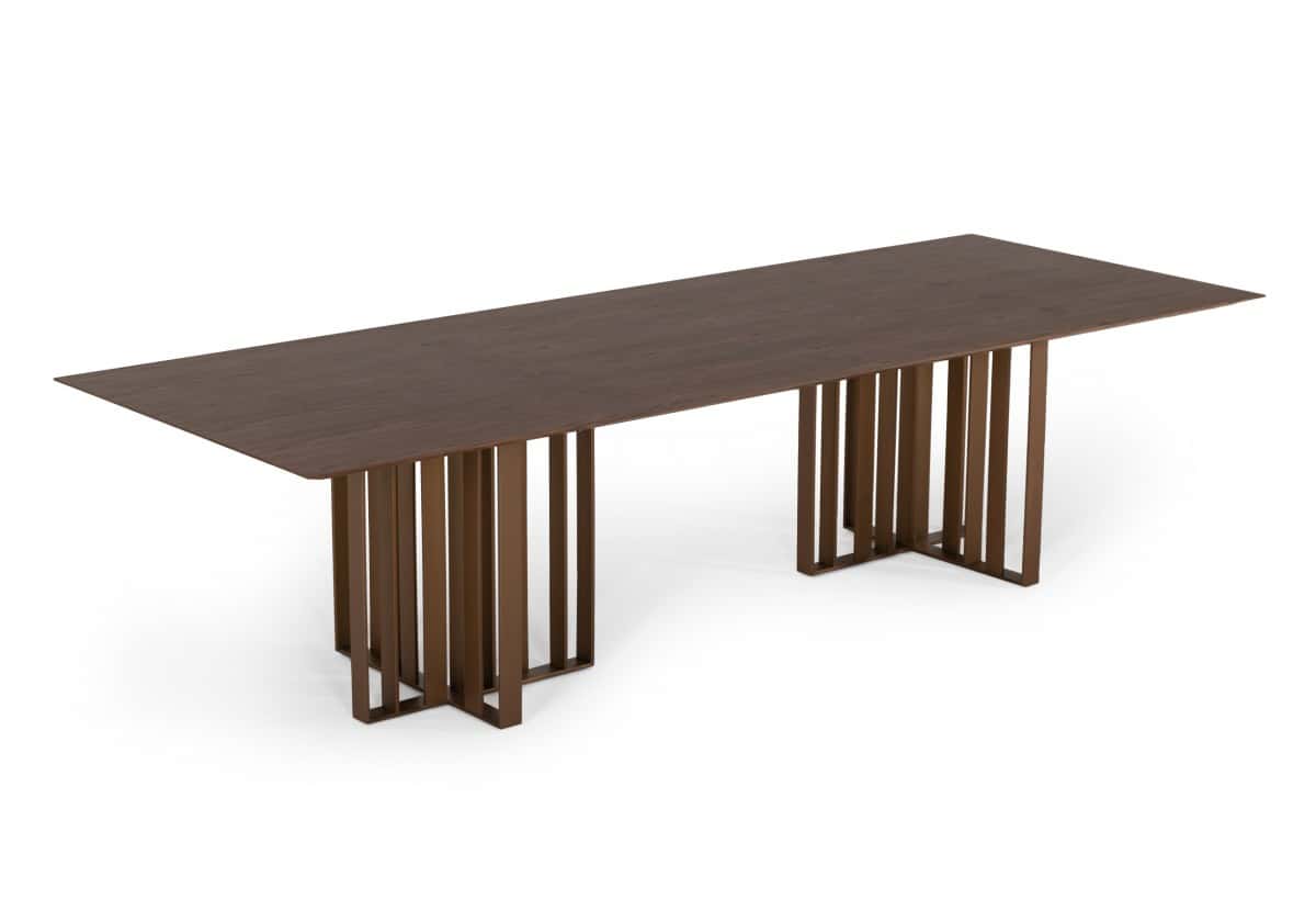 Modrest Livia - Modern Walnut & Brass Stainless Steel Dining Table at ...