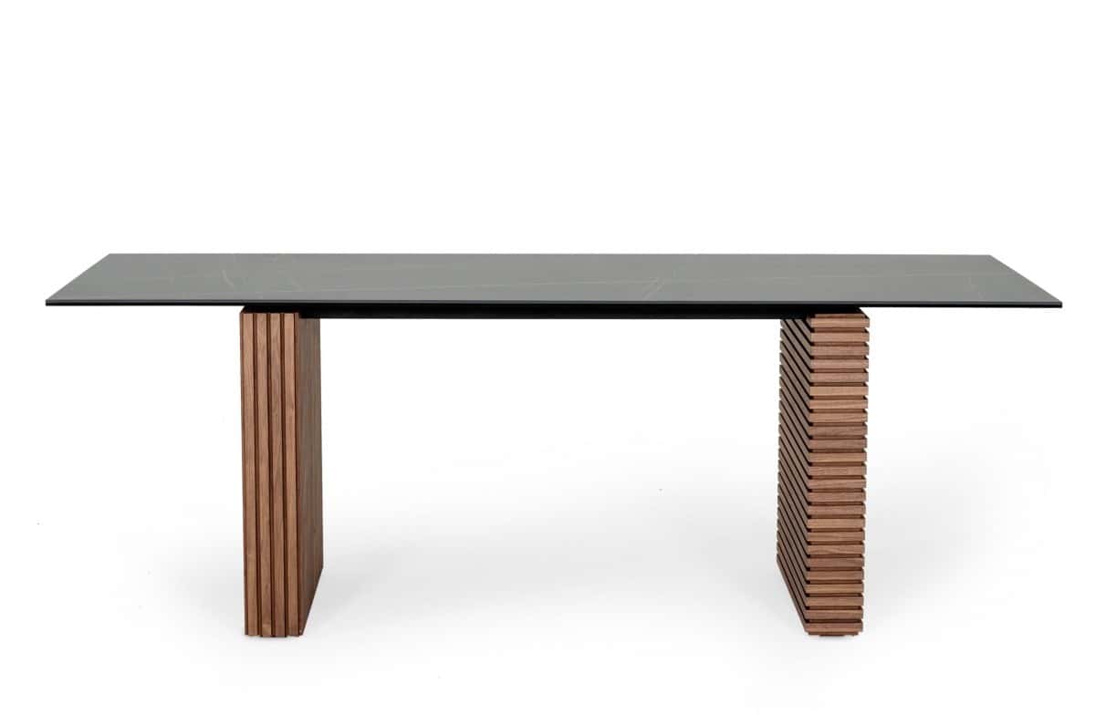 Modrest Maggie - Modern Walnut & Black Ceramic Top Dining Table by VIG ...
