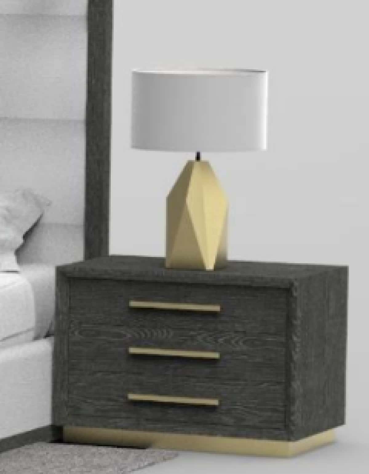 Modrest Manhattan Contemporary Grey and Gold Nightstand