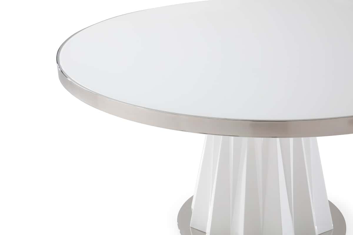 Modrest Cabaret Modern White Round Dining Table at Futonland