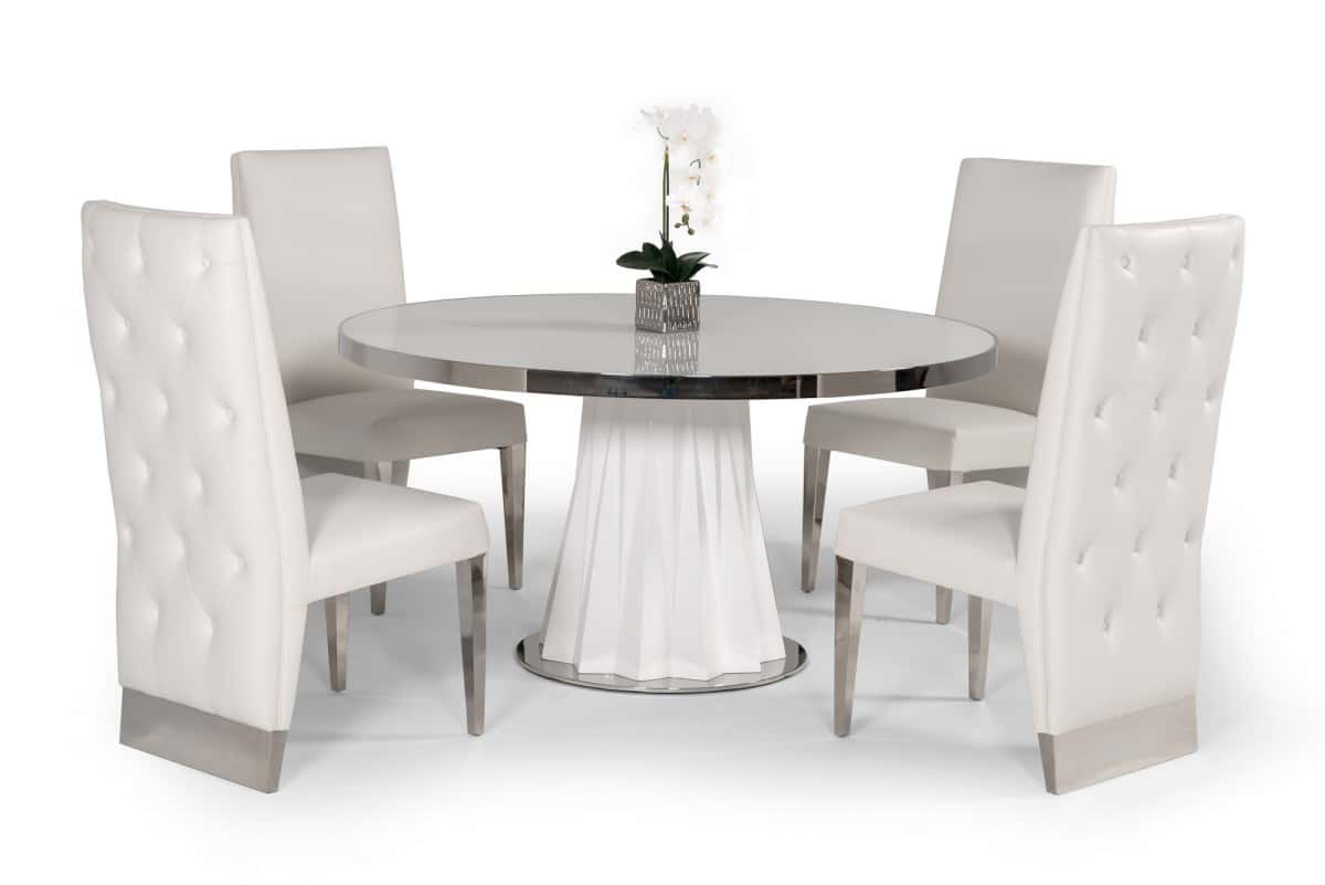 Modrest Cabaret Modern White Round Dining Table at Futonland