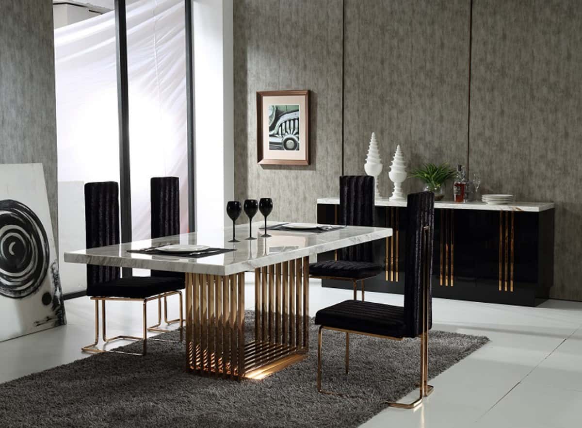 Modrest Kingsley Modern Marble & Rosegold Dining Table by VIG Furniture