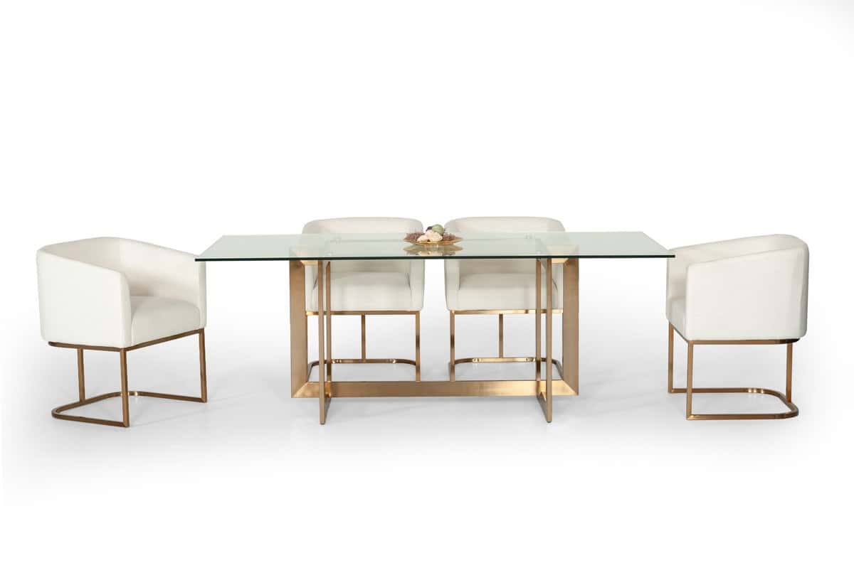 Modrest Keaton Modern Glass & Brass Dining Table by VIG Furniture