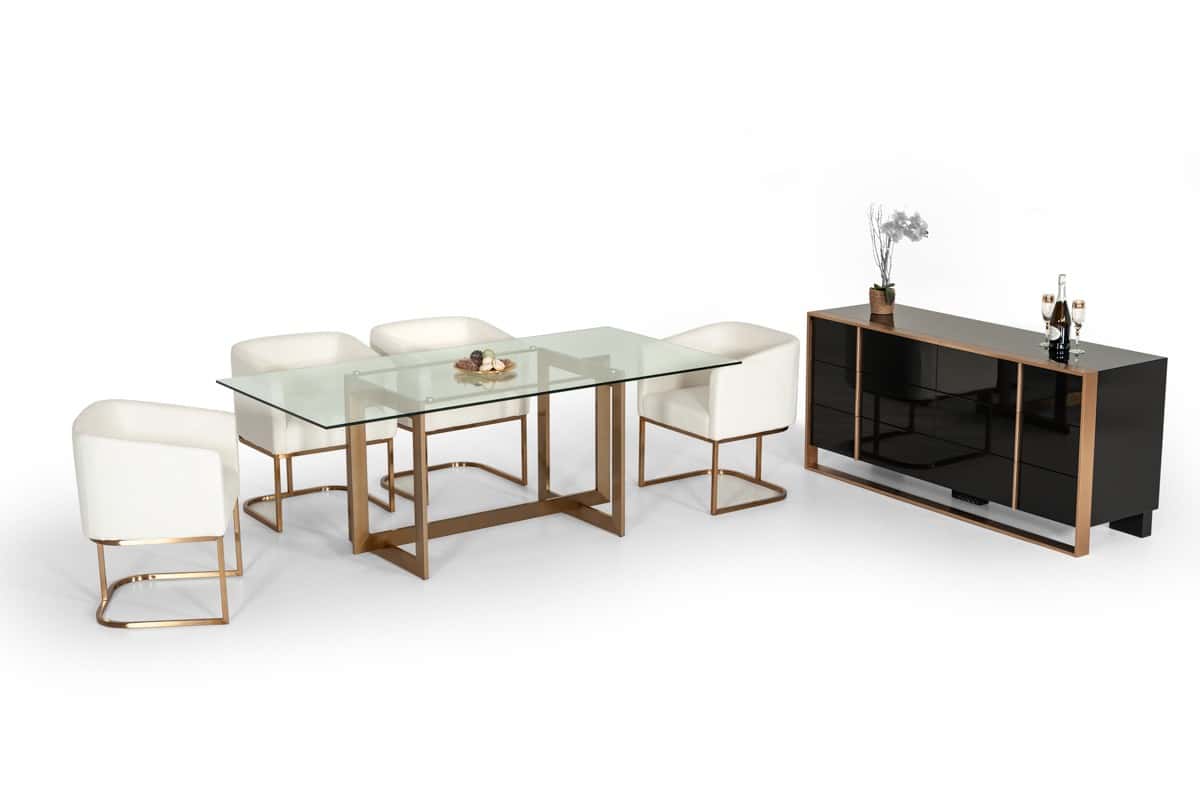 Modrest Keaton Modern Glass & Brass Dining Table by VIG Furniture