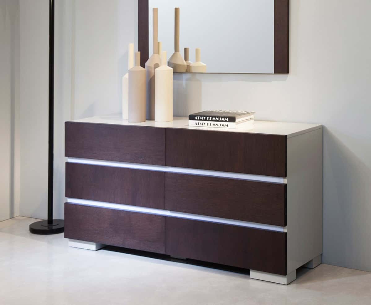 Modrest Anzio Modern Brown Oak Wall Mirror at Futonland
