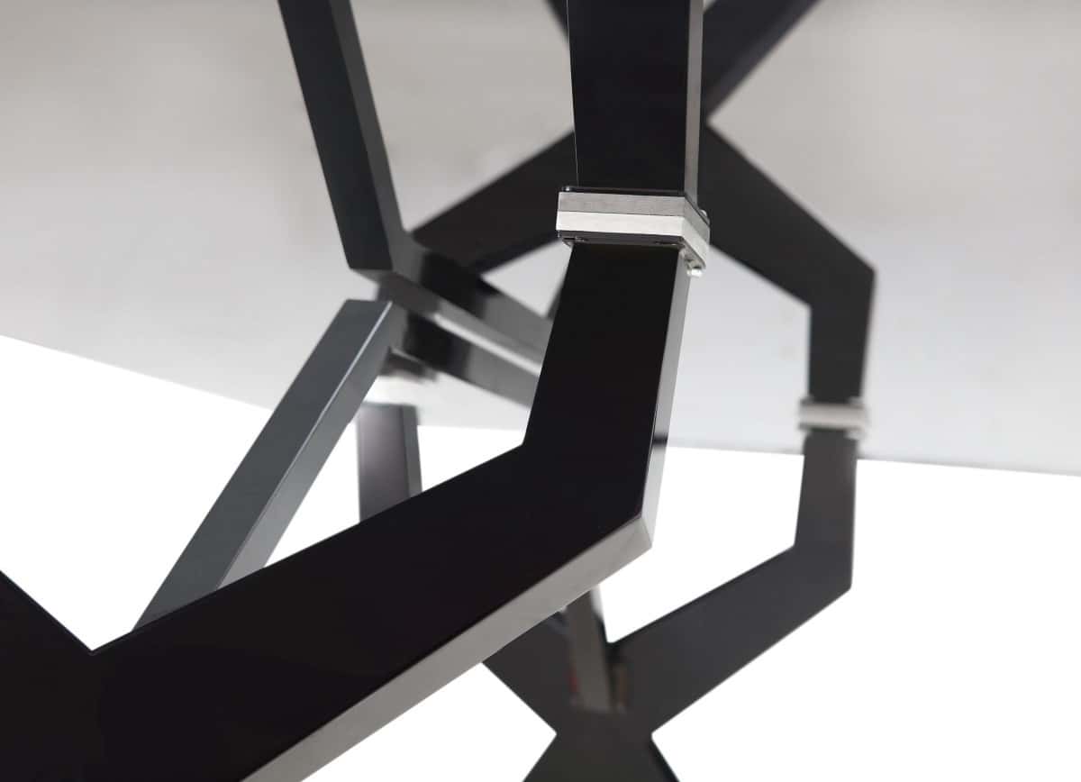 Modrest Darley - Modern Grey Glass & Black Stainless Steel Dining Table ...