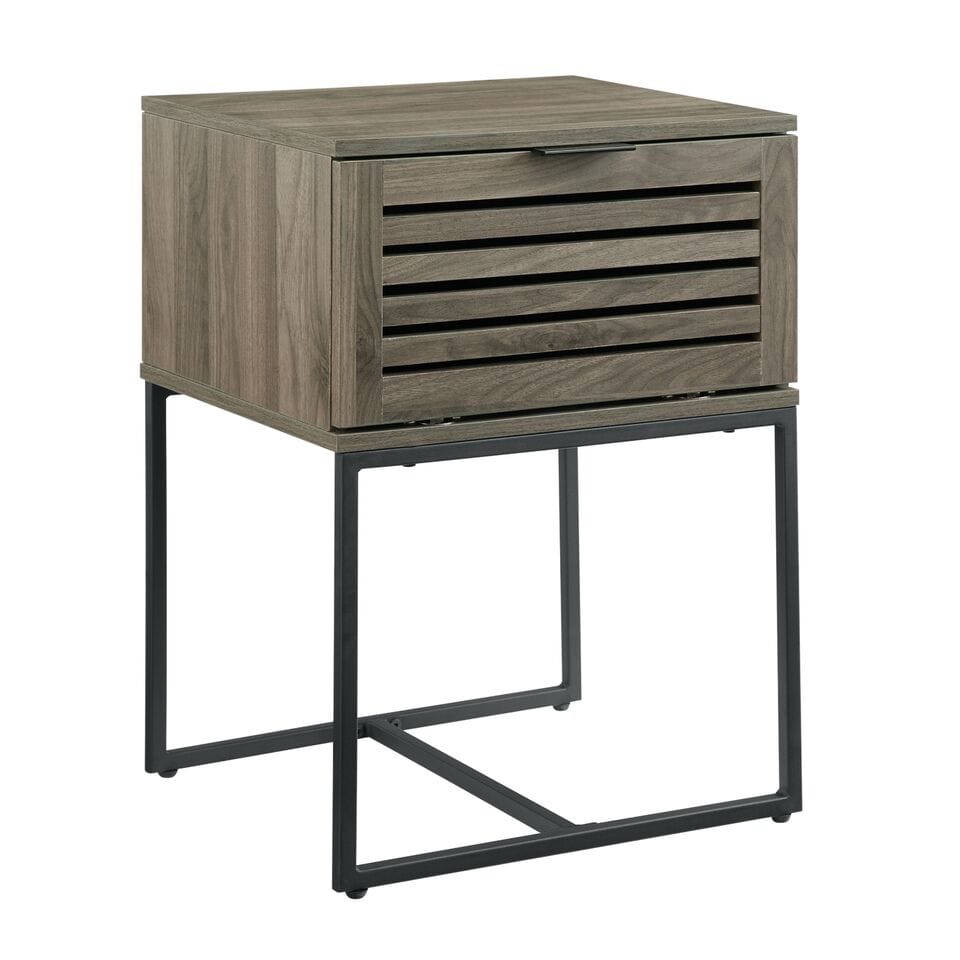18 Inch Modern Slat Door Side Table - Slate Grey by Walker Edison