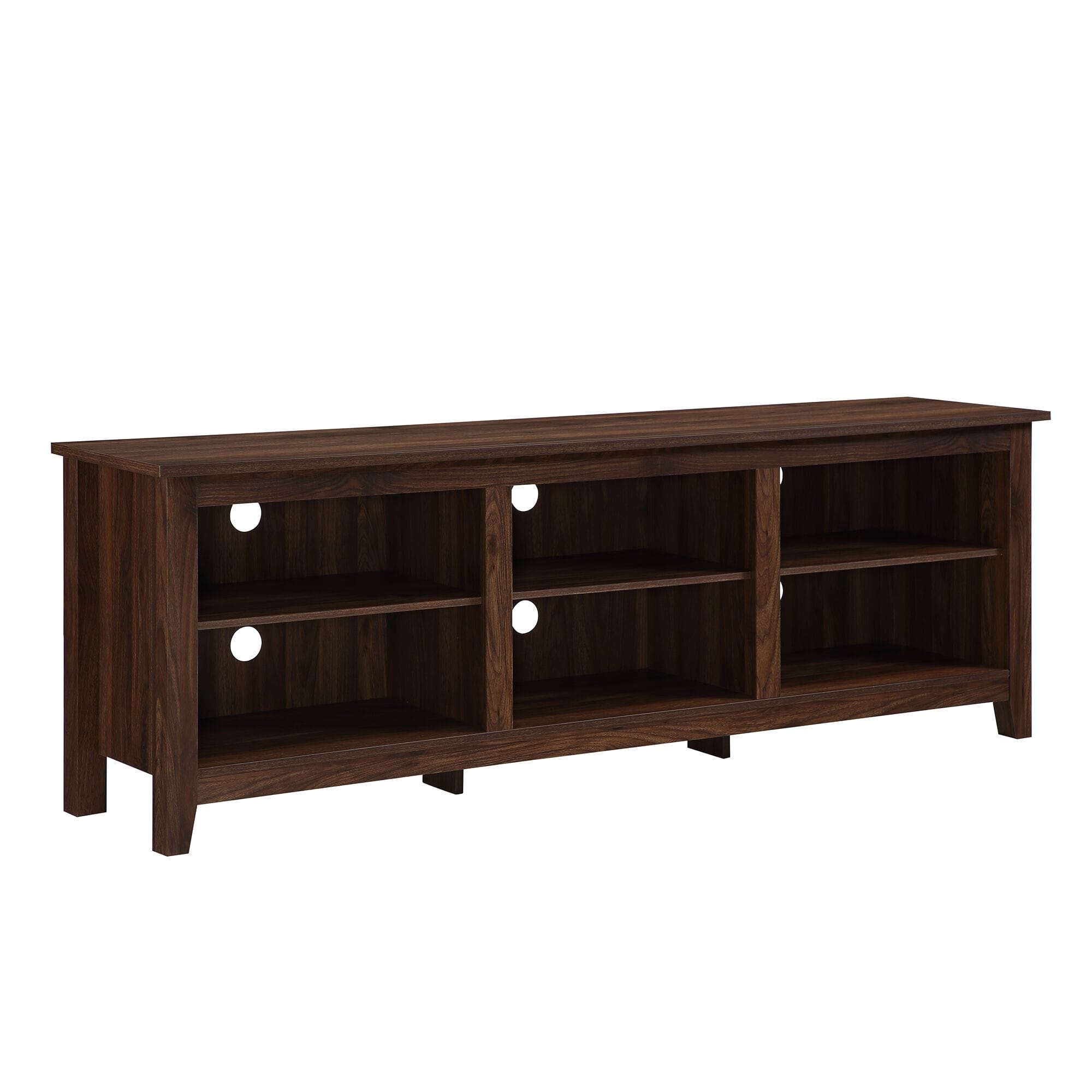 70 Inch Rustic Wood TV Stand Dark Walnut at Futonland