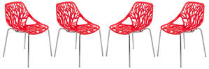Dynamic Modern Transparent Red Dining Chair by LeisureMod