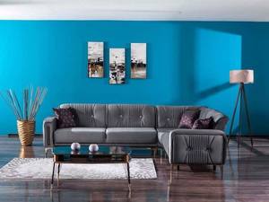 F6975 Blue Gray 3 Pcs Sectional Sofa Set by Poundex