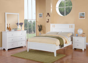 F9374 White Faux Leather & Plywood Bed by Poundex