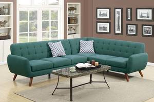 F6474 Charcoal Polyfiber 3-Pcs Sectional Sofa Set w/2 Accent Pillows by ...