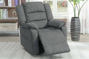 F86513 Slate Gray Top Grain Leather Power Sofa by Poundex